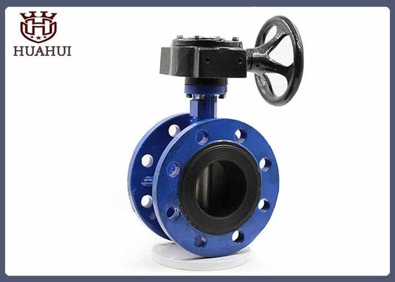 Black Gearbox DN50 Flanged Butterfly Valve Blue Color For Water System