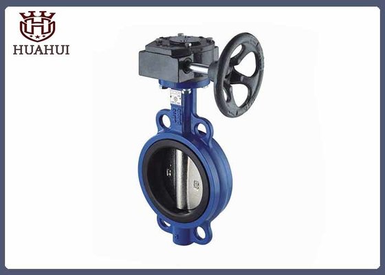 12 Inch Rubber Seal Wafer Butterfly Valve Gearbox Operation For Sewage Treatment