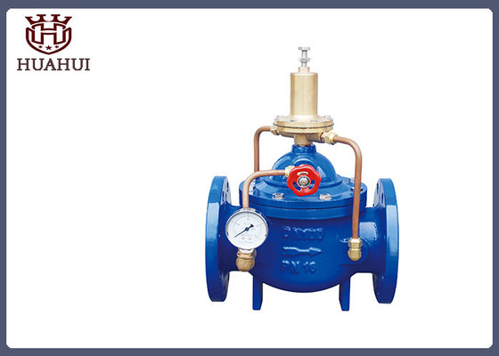 Double Flange Water Pressure Relief Valve Brass Pilot With Pressure Gauge