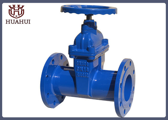 DIN3352 F5 resilient seated gate valve RAL5015 color handwheel double flange