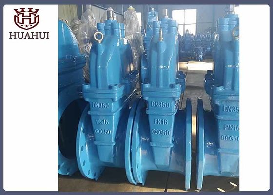Blue Resilient Seated Gate Valve With Brass Sealing Face Ring DIN 3352 Valve Design