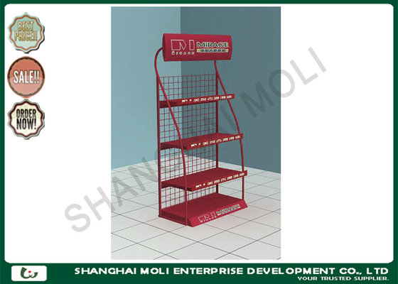 China Wire metal stands supermarket shelves for oil lubricant cans bottles four tiers metal displays distributor