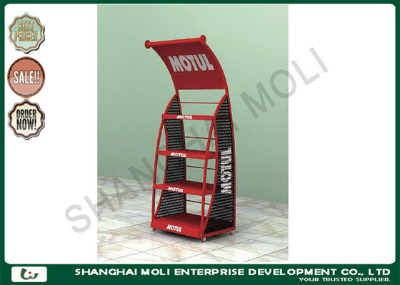 China New design metal stands for oil lubricant bottles four tiers metal displays distributor