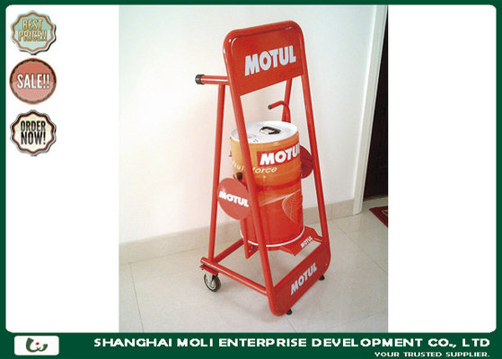 China Red Oil Display Rack Pop Up Oil Drum Display Silk Printing Acrylic distributor