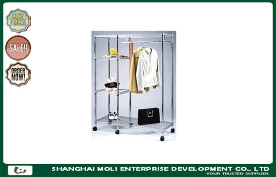 China Household Shelf Storage Unit metal display rack stand on wheels for clothing distributor