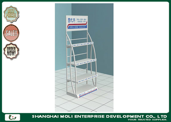 China Custom Eco - friendly four tier wire metal floor standing oil display rack distributor