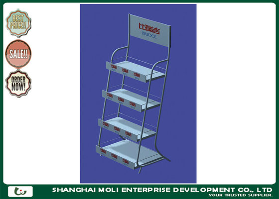 China Supermarket retail display stands 4 tier shelf for motor oil bottle display distributor