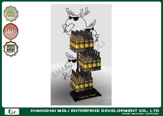China Retail animal shape iron wire beer / wine display racks 3 tier drink shelves in store distributor
