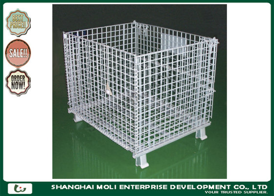 China Zinc plating Wire Storage Containers heavy duty rigid rolling collapsible wire cage distributor
