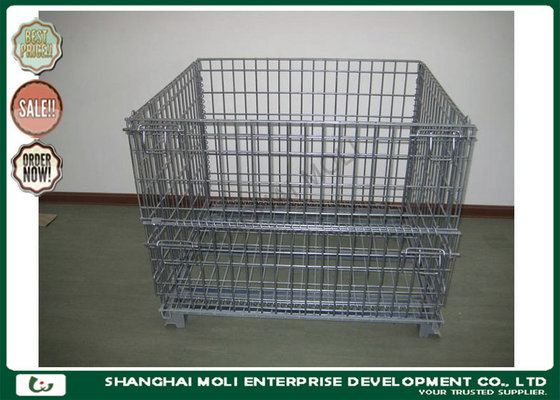 China Highbright wire container storage cages pallet ,  metal mesh storage containers distributor