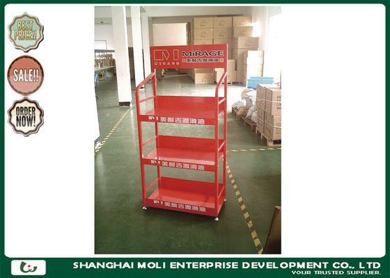Best 4 Shelf Metal Engine Oil Display Rack , Gas Station Retail Shop Display