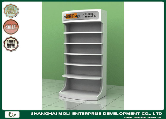cheap High Range Milk Powder Shop Display Stands Silk Printing in White