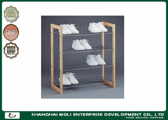 cheap Easy assemble 3 Tier display stand for shoes , wood and metal shelves for home