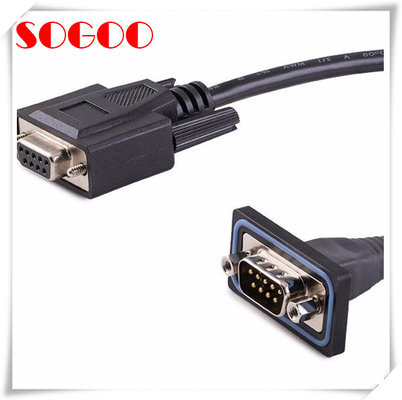 IP67 Waterproof Cable Assembly DB9 Panel Mount Male Female D Sub Extension Cable