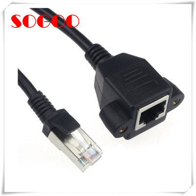 RJ45 Female To Male Ethernet Extension , Panel Mount Screw Cable Cable Cat6 / Cat5e / Cat5