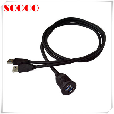Car Flush Mount USB Extension Cable , Waterproof USB 3.0 Panel Mount Cable