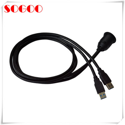 Car Flush Mount USB Extension Cable , Waterproof USB 3.0 Panel Mount Cable