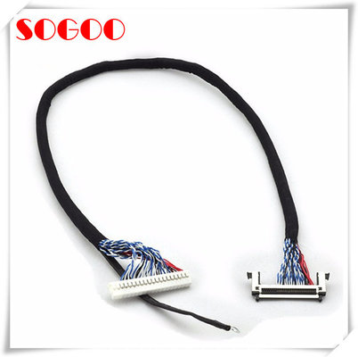 Free Sample Custom Cable Assemblies , LVDS Cable Assembly 20 / 40 Pin LCD Connector