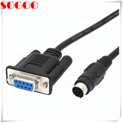 RS232 Panel Mount Cable DB9 Male To 9 PIN Mini DIN Cable For Mitsubishi FX / EView MT54