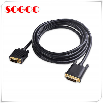 Black Bespoke Cable Assemblies 24+1 Dvi D To VGA Male Cable / DB9 Pin To Dvi Cable