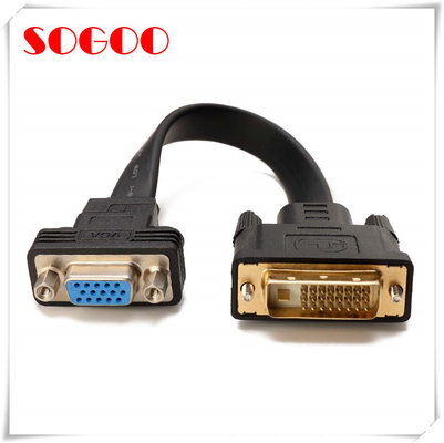 Black Bespoke Cable Assemblies 24+1 Dvi D To VGA Male Cable / DB9 Pin To Dvi Cable