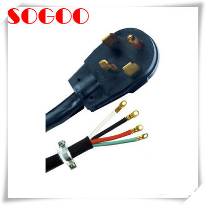 4 Wire 30 Amp Dryer Power Cable Assembly White / Black Color Easy Install