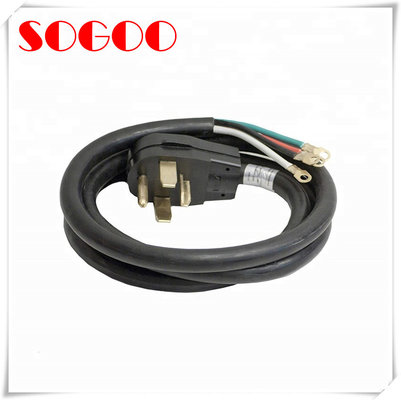 4 Wire 30 Amp Dryer Power Cable Assembly White / Black Color Easy Install