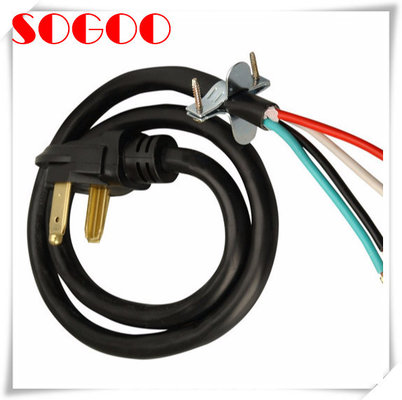 4 Wire 30 Amp Dryer Power Cable Assembly White / Black Color Easy Install