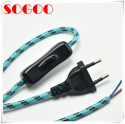 2.5 A 250v Power Cord Length Customized With Inline Switch / Stopper Strain Relief