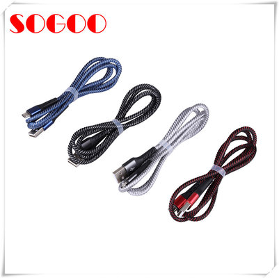 Custom Printed Usb2.0 To Micro Usb Cable Flat Short Braided For Mobile Phone