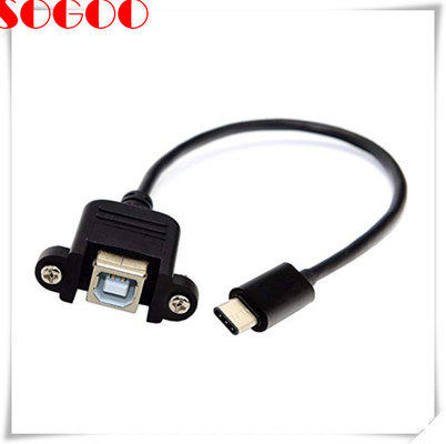 Screws Panel Mount Cable With USB-C USB 3.1 Type C Male To USB 2.0 B Type Female