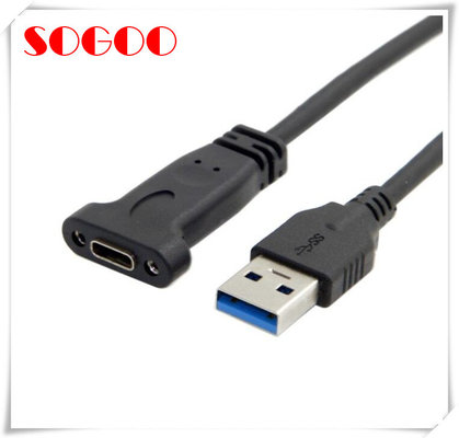 USB-C 3.0 To Type C USB Male To Female Panel Mount Ethernet Cable With Screw Hole