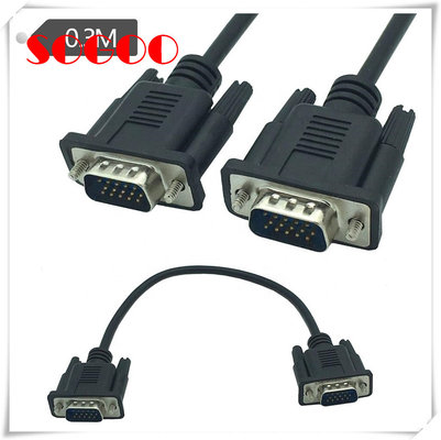 VGA Panel Mount Extension Cable 0.3M DB15 Male To DB15 Male OEM / ODM Accept