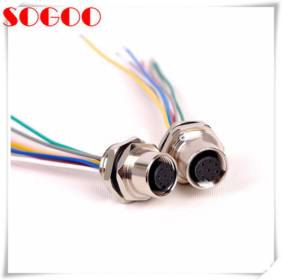 M12 Plug Socket Panel Mount Cable Assembly 8 Pin Connector For DisplayPort