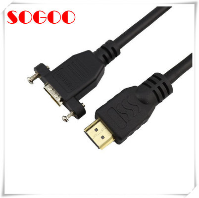 OEM HDMI Panel Mount Cable Male To Female With Screw Support 3D 4K HDTV