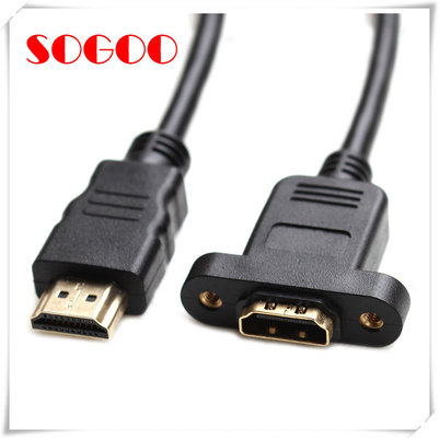OEM HDMI Panel Mount Cable Male To Female With Screw Support 3D 4K HDTV