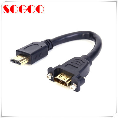 OEM HDMI Panel Mount Cable Male To Female With Screw Support 3D 4K HDTV
