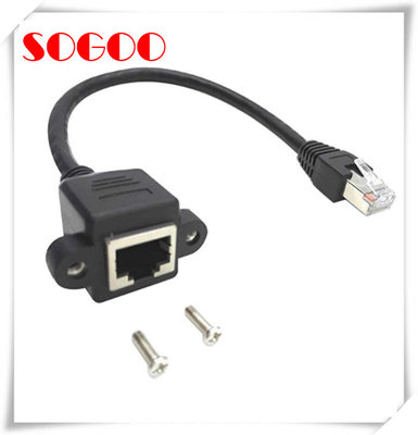 RJ45 Female To Male Ethernet Extension , Panel Mount Screw Cable Cable Cat6 / Cat5e / Cat5