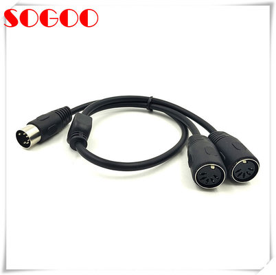 MIDI DIN Splitter Adapter Cable MIDI 5 Pin Male To Dual 2 X DIN 5 Female