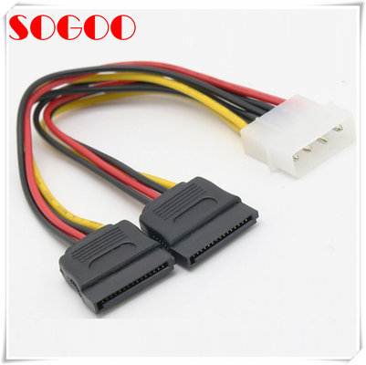 IDE SATA cable Splitter Use for Computer Hard Drive ，12in LP4 to 2x Latching SATA