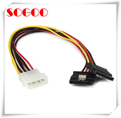 IDE SATA cable Splitter Use for Computer Hard Drive ，12in LP4 to 2x Latching SATA