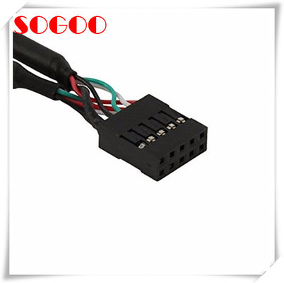 Black Motherboard USB Cable Dual USB A Female To 10 Pin Housing Cable