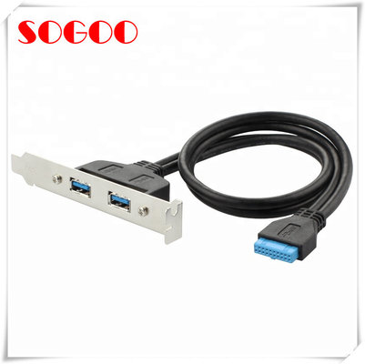 Panel Mount USB 3.0 Dual Type A Female to Motherboard 20 pin Y Splitter Cable