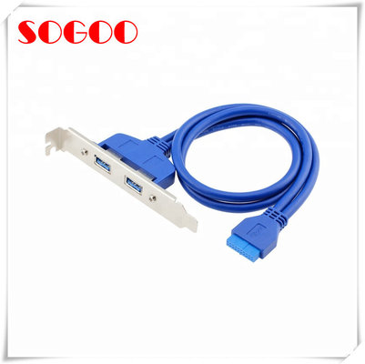 Panel Mount USB 3.0 Dual Type A Female to Motherboard 20 pin Y Splitter Cable