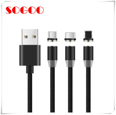 3 In 1 Magnetic USB Cable Assembly , 8 Pin / Micro 5 / USB Type C Magnetic Charging Cable