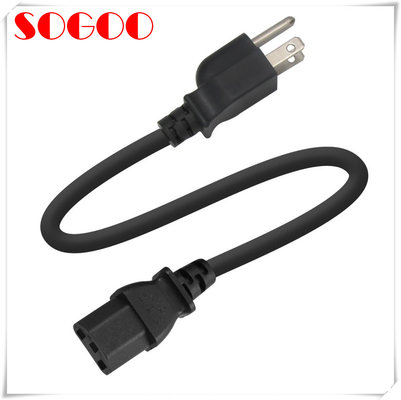 AC C13 Female Power Cable Assembly With Nema 5-15P Plug USA Standard