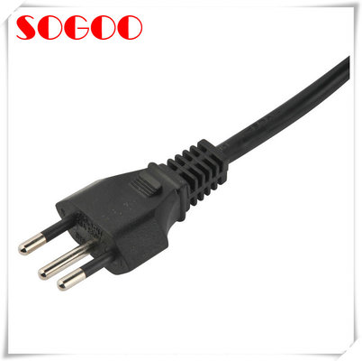 Brazil 3 Pin Plug To C13 Power Cord Assembly 13 A 250v For Industrial Equipment