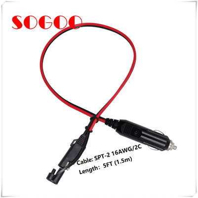 12/24V Male To Male Cigarette Lighter Cable OEM / ODM Available 1 Year Warranty
