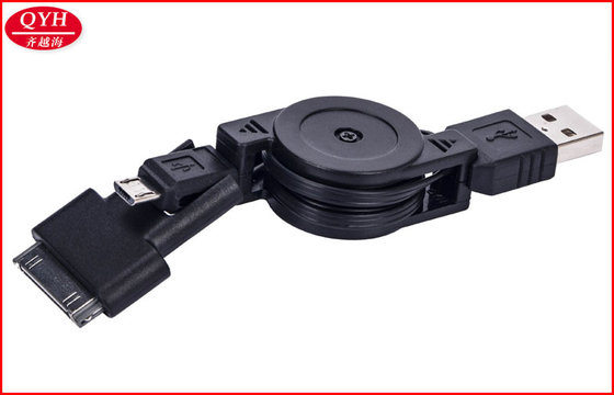 High speed 2 in 1 USB to Micro / 30Pin Retractable Data Sync Charging cable