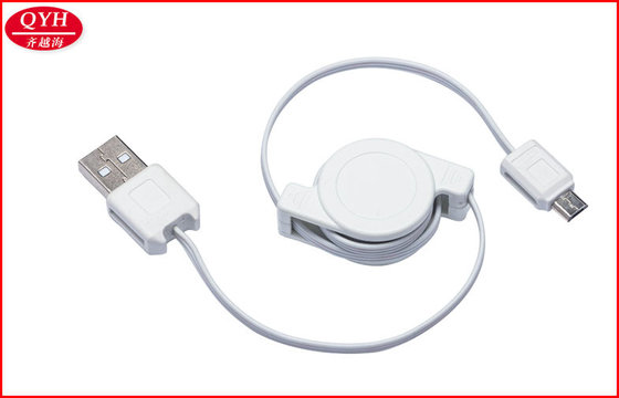 Data Load Multifuction Retractable Micro USB Cable white Customized